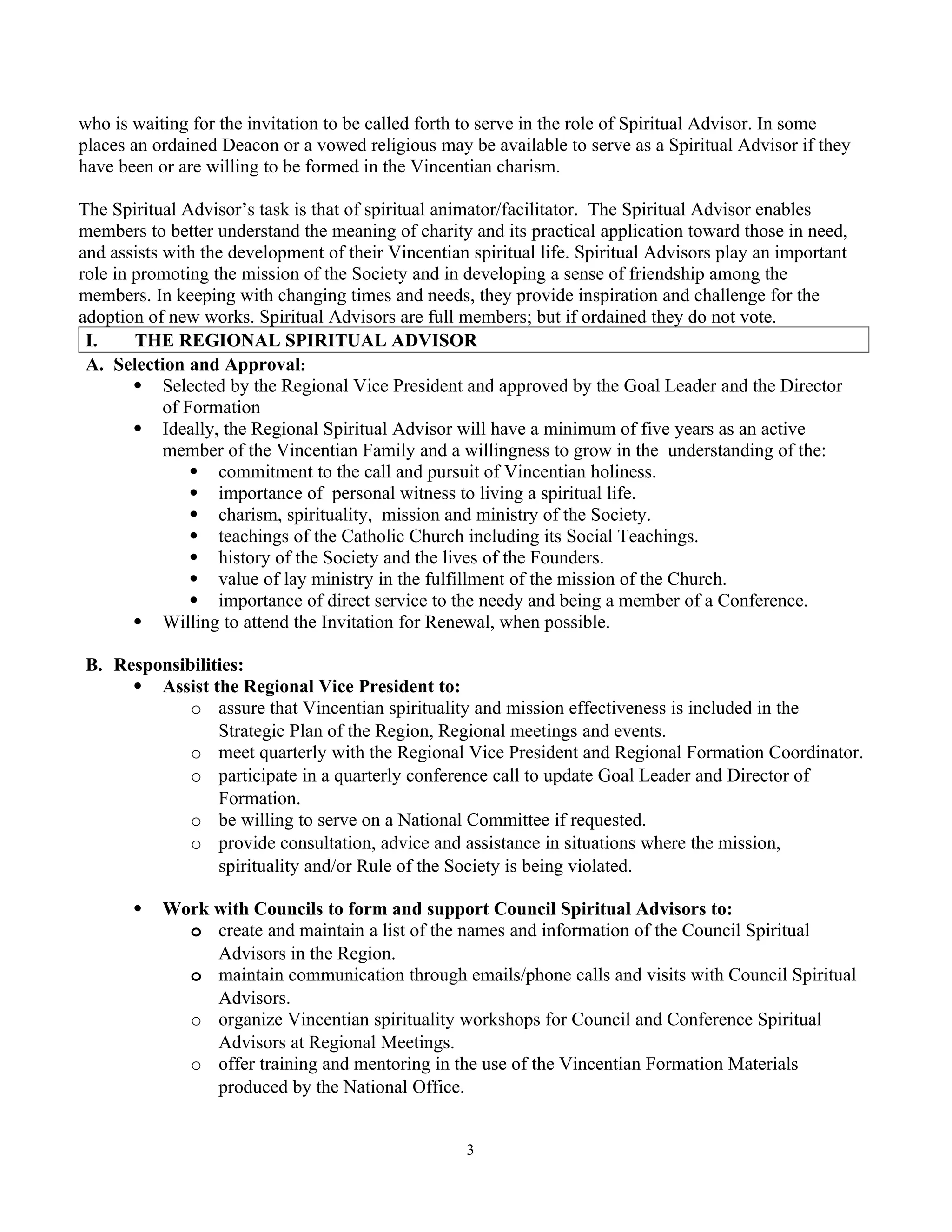 SOCIETY OF ST. VINCENT DE PAUL SPIRITUAL ADVISOR GUIDELINES | PDF