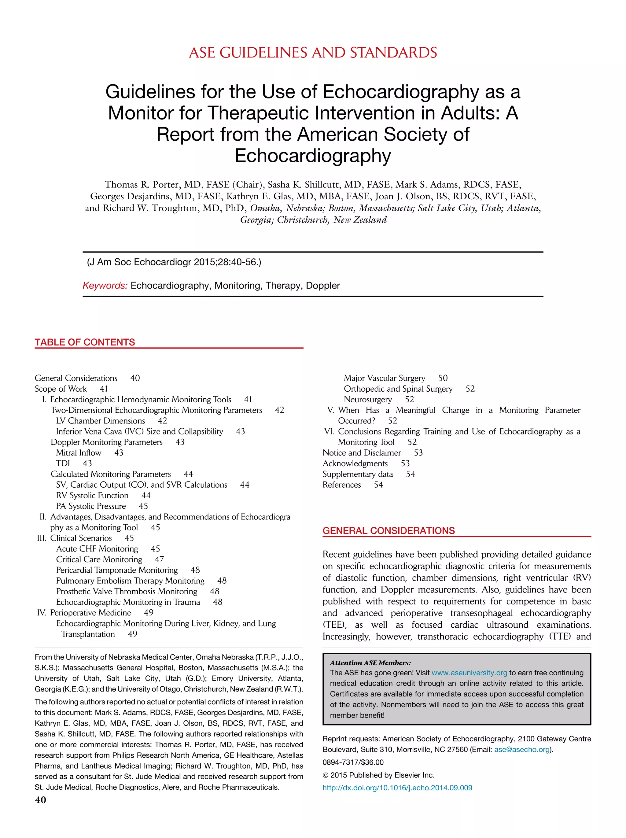 Guidelines for the use of echocardiography as a monitor for therapeutic ...