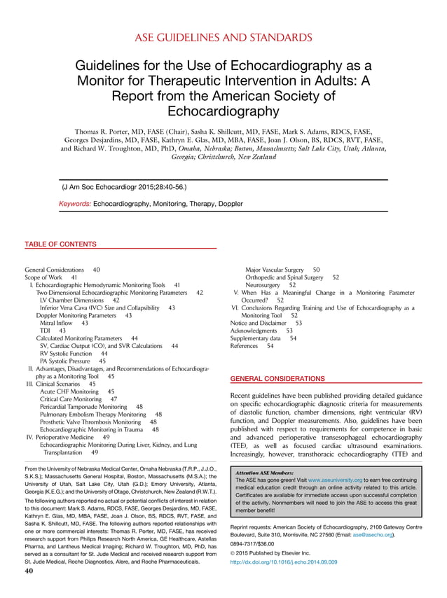 Guidelines for the use of echocardiography as a monitor for therapeutic intervention in adults a ...