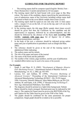 Guidelines for training | DOC