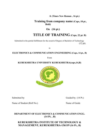 Guidelines for training | DOC