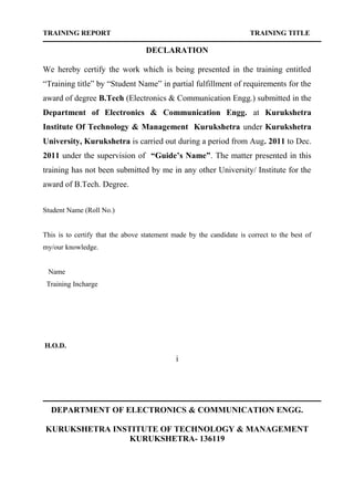 Guidelines for training | DOC