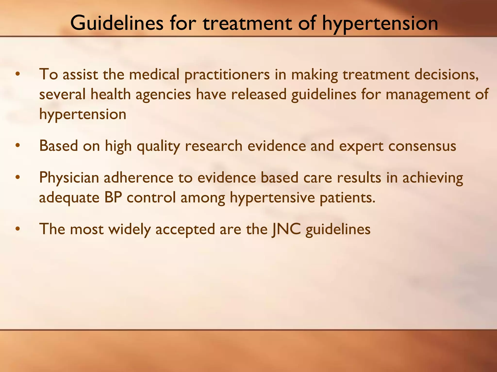 Guidelines for treatment of hypertension | PDF