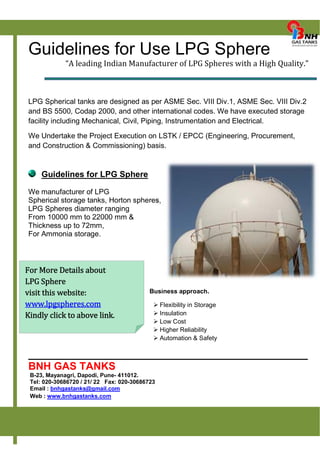 Guidelines for use lpg sphere | PDF