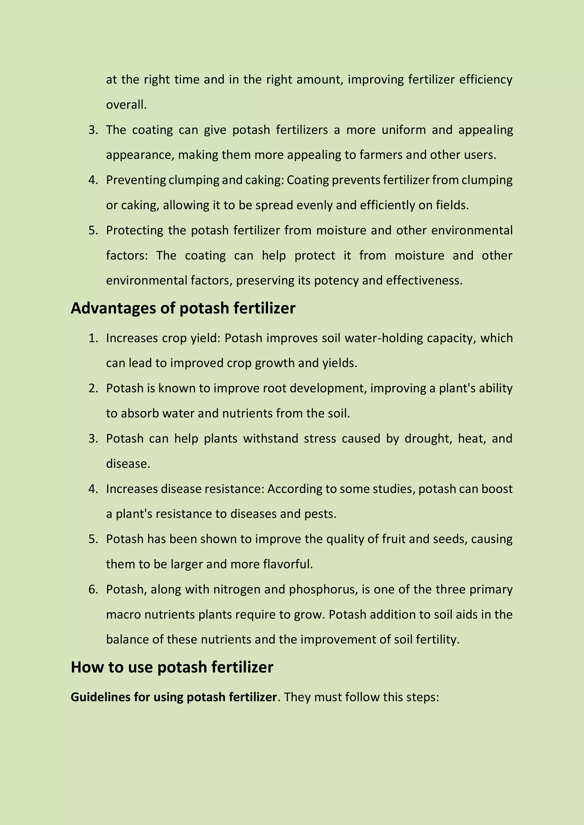 Guidelines For Using Potash Fertilizer Coating | PDF | Agriculture ...