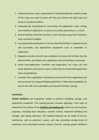 Guidelines For Using Potash Fertilizer Coating | PDF | Agriculture ...