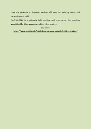 Guidelines For Using Potash Fertilizer Coating | PDF