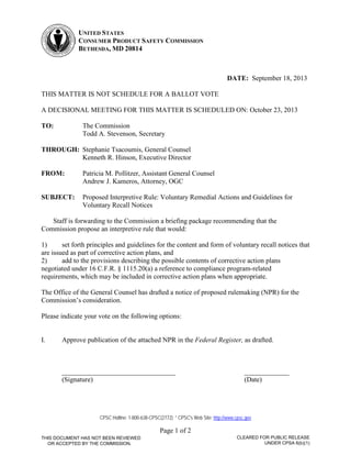 CPSC's Guidelines for voluntary recall notices | PDF