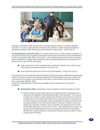 Guidelines for working with student who are blind or visually impaired ...
