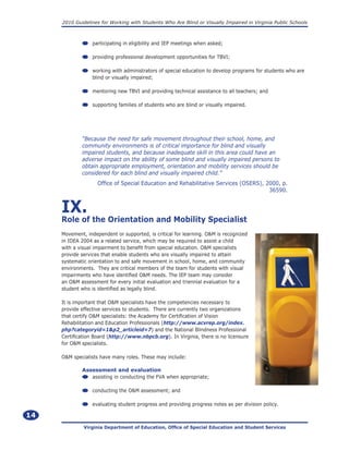 Guidelines for working with student who are blind or visually impaired ...