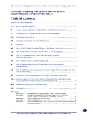 Guidelines for working with student who are blind or visually impaired ...