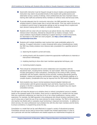 Guidelines for working with student who are blind or visually impaired ...