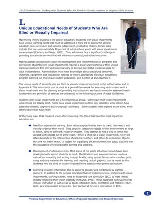 Guidelines for working with student who are blind or visually impaired ...