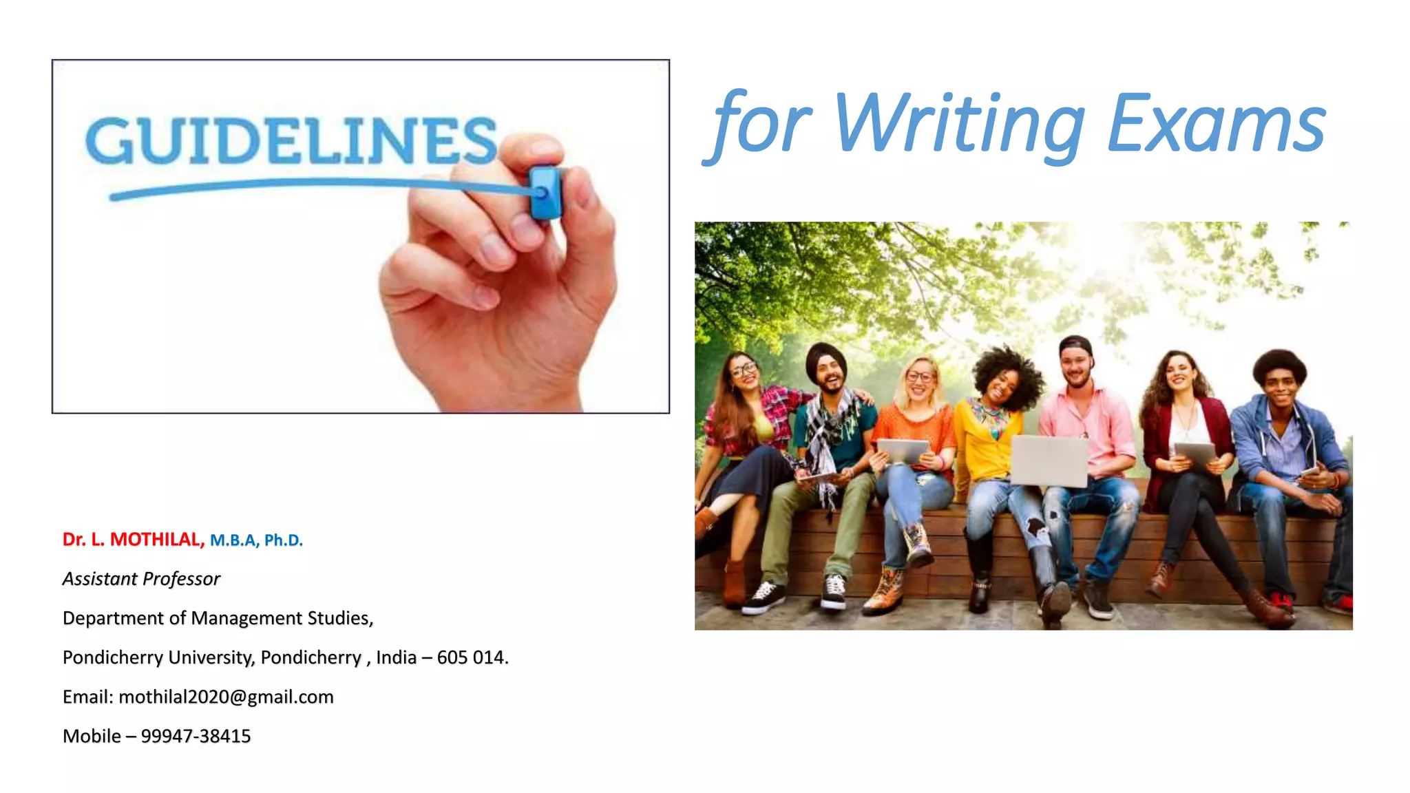 Guidelines for writing exams | PPSX