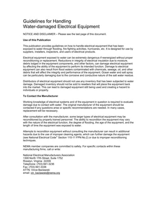 Water Damaged Electrical Equipment Guide Lines | PDF