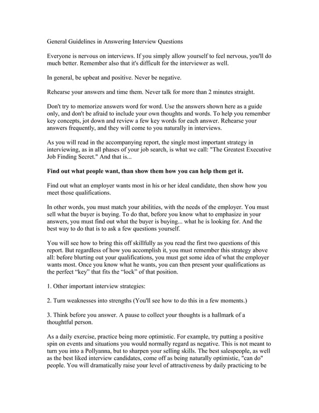 Guidelines in answering_interview_questions | PDF