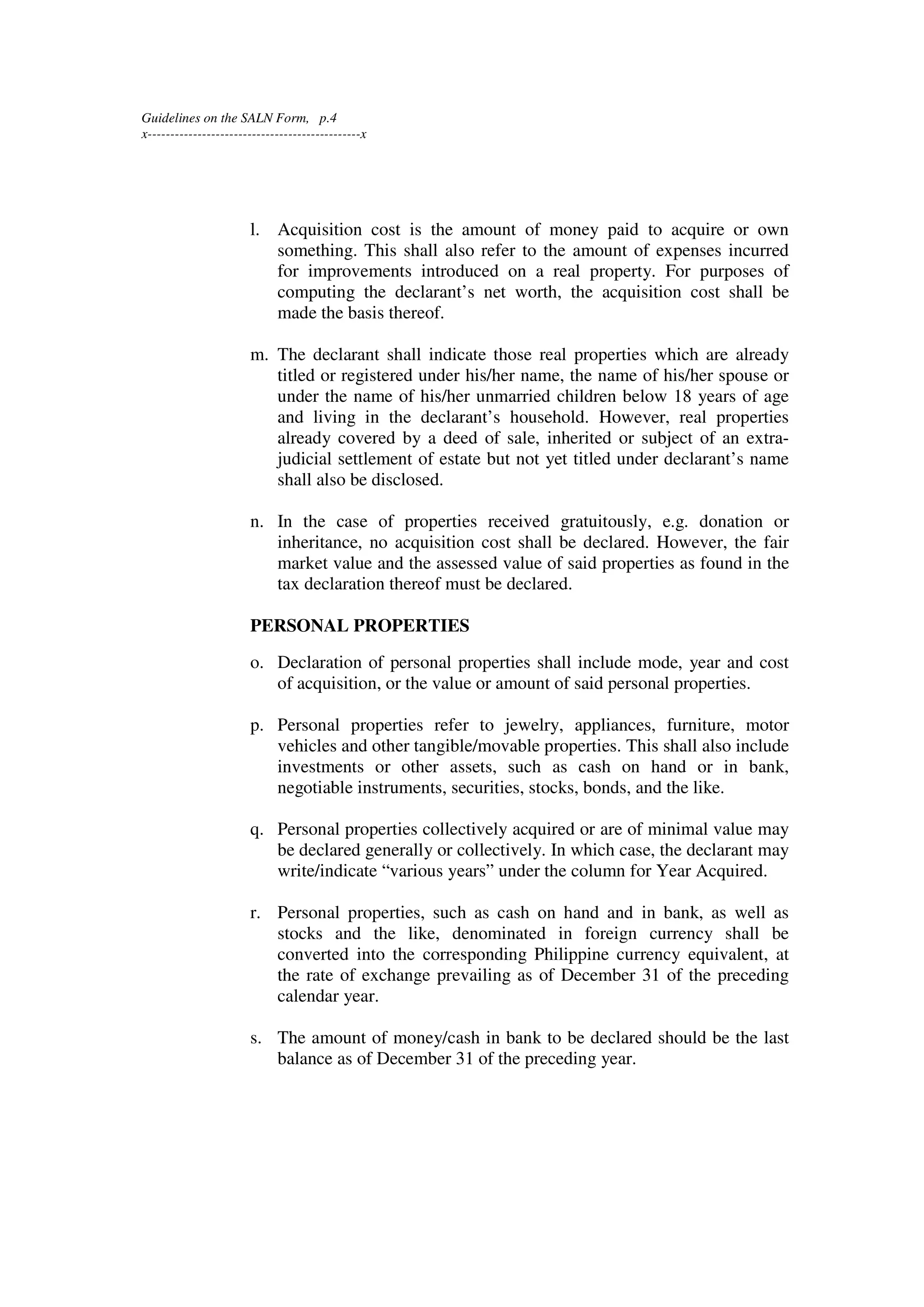 Guidelines in the filling out of the statement of assets, liabilities ...