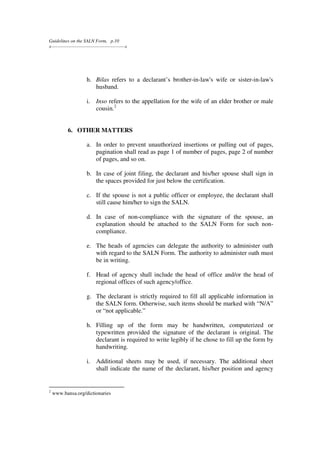 Guidelines in the filling out of the statement of assets, liabilities ...
