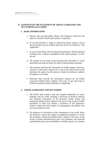 Guidelines in the filling out of the statement of assets, liabilities ...