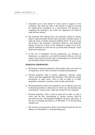 Guidelines in the filling out of the statement of assets, liabilities ...