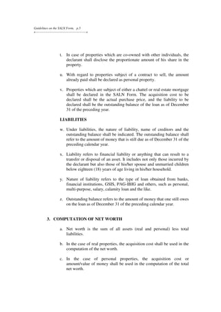 Guidelines in the filling out of the statement of assets, liabilities ...