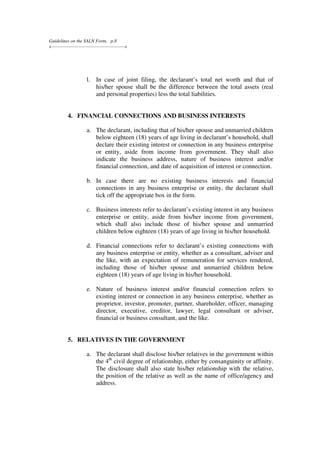 Guidelines in the filling out of the statement of assets, liabilities ...