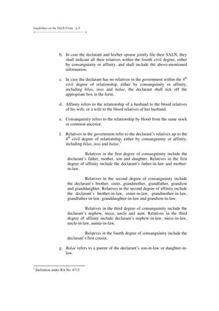 Guidelines in the filling out of the statement of assets, liabilities ...