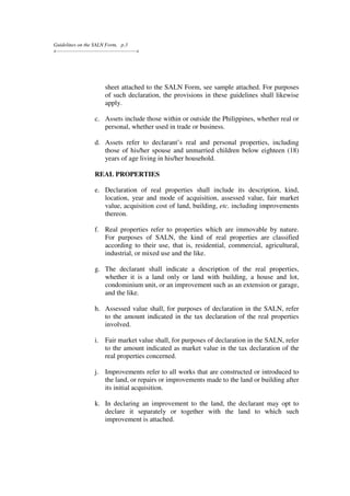 Guidelines in the filling out of the statement of assets, liabilities ...