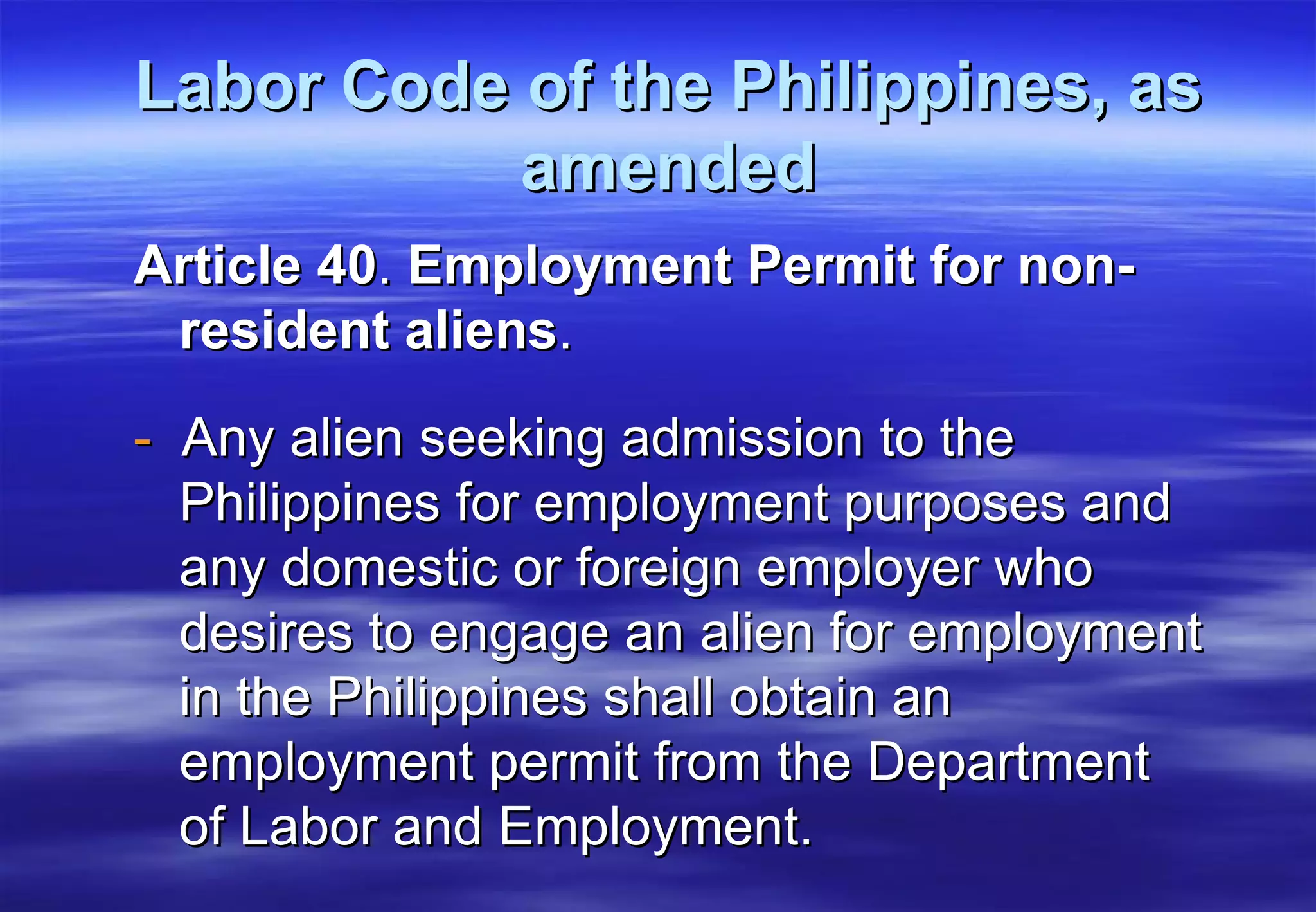 Guidelines in the issuance of alien employment | PPT