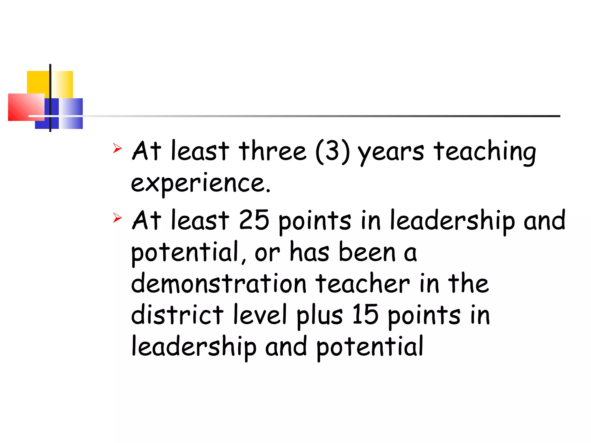 Guidelines in the promotion for master teachers | PPT