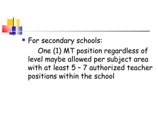 Guidelines in the promotion for master teachers | PPT