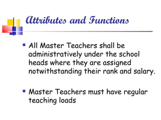 Guidelines in the promotion for master teachers | PPT
