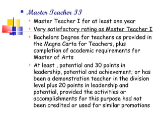 Guidelines in the promotion for master teachers | PPT
