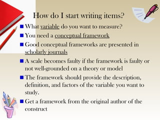 Guidelines in writing items for noncognitive measures | PPT