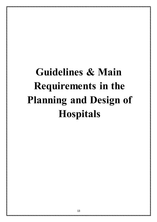 Guidelines & main requirements in the planning and design of hospitals ...