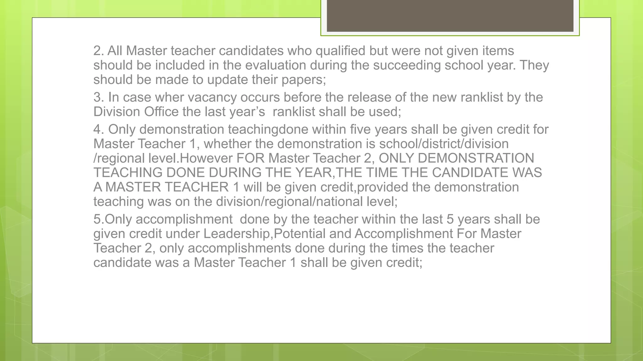 Guidelines master teacher positions | PPTX