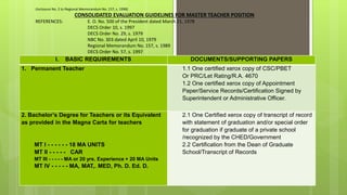 Guidelines master teacher positions | PPTX