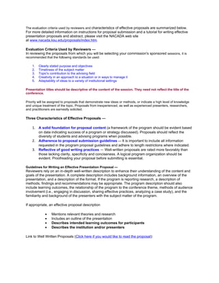 Guidelines nacada presenatioans | DOC