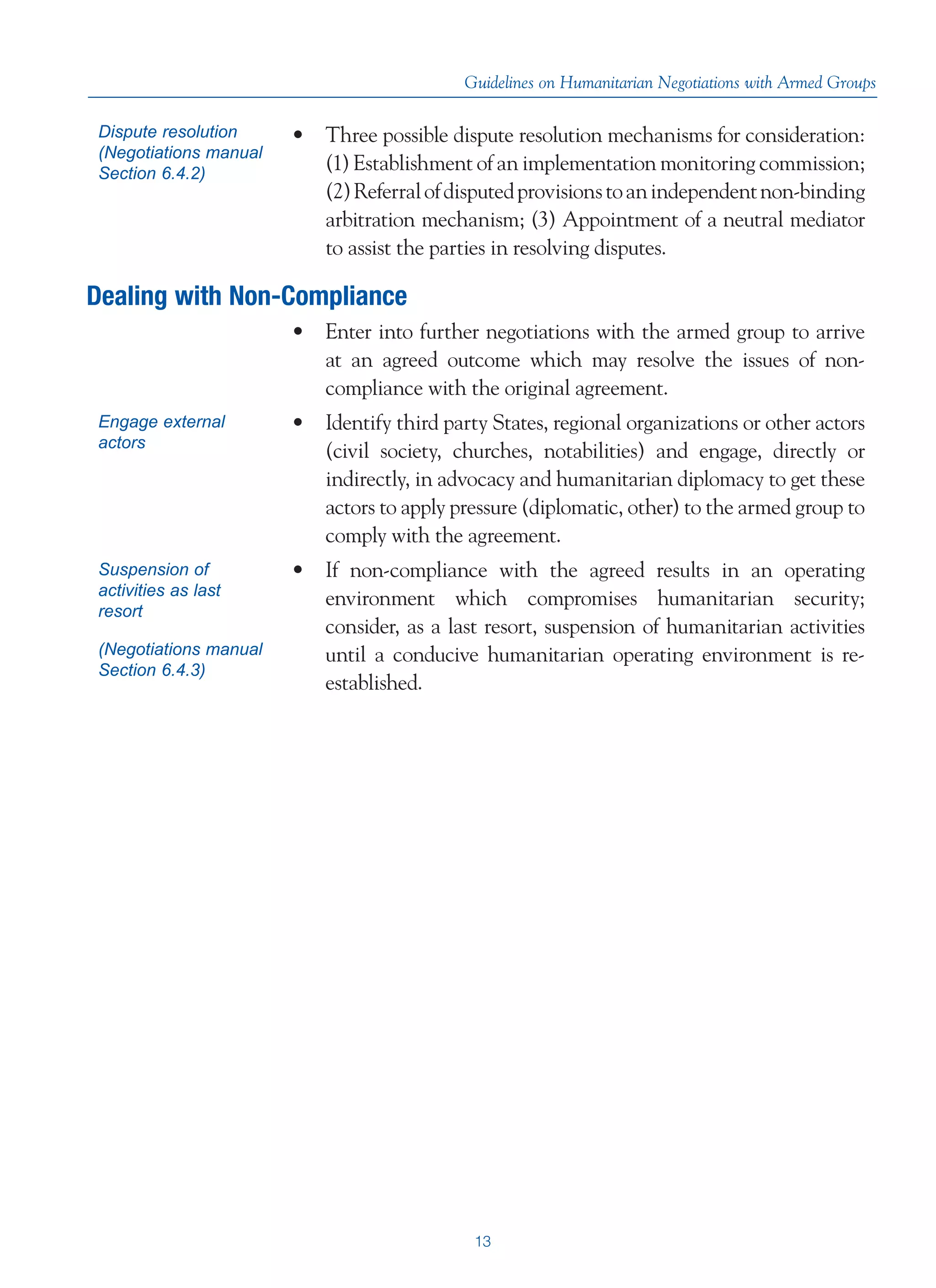 Guidelines negotiations armed groups | PDF