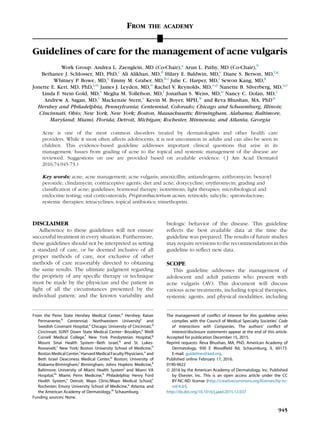 Guidelines of care for the management of acne vulgaris | PDF