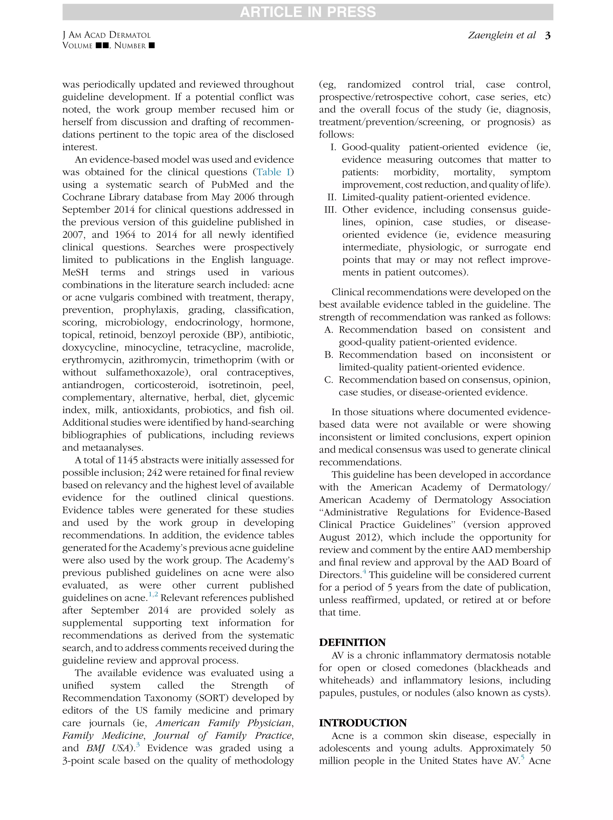 Guidelines of care for the management of acne vulgaris | PDF