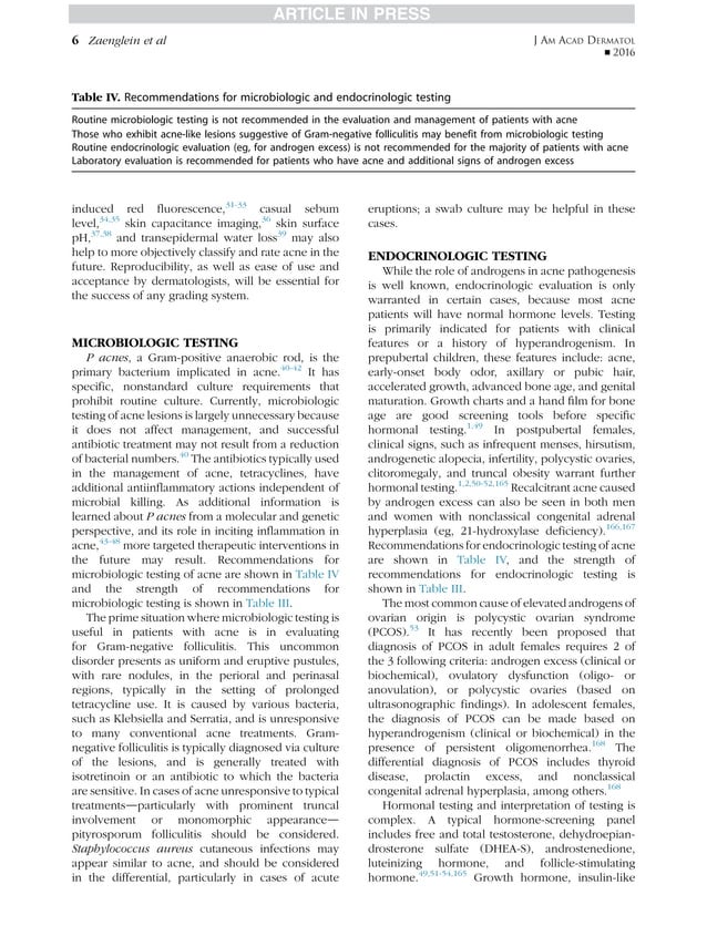 Guidelines of care for the management of acne vulgaris | PDF