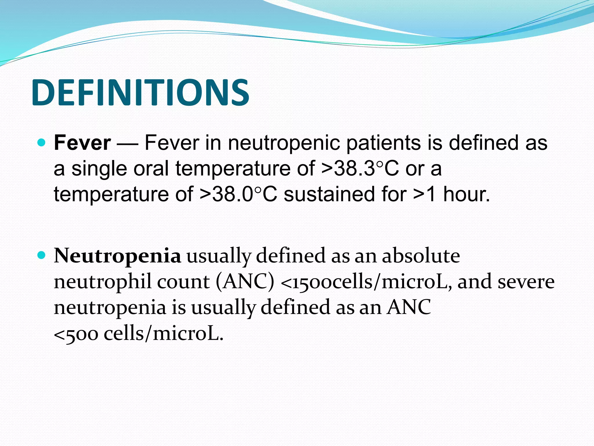 Guidelines of febrile neutropenia | PPTX