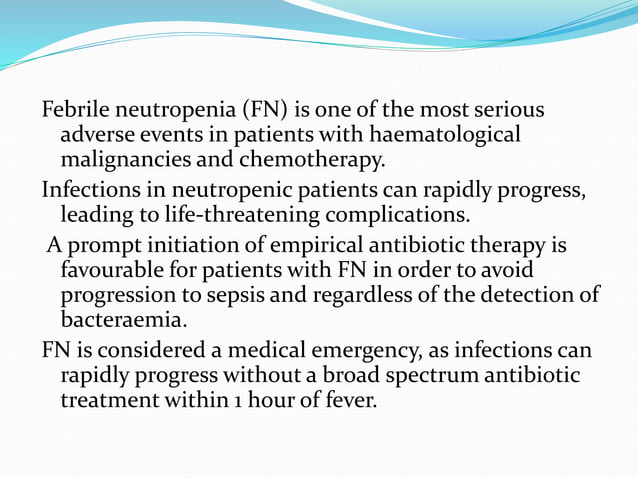 Guidelines of febrile neutropenia | PPTX