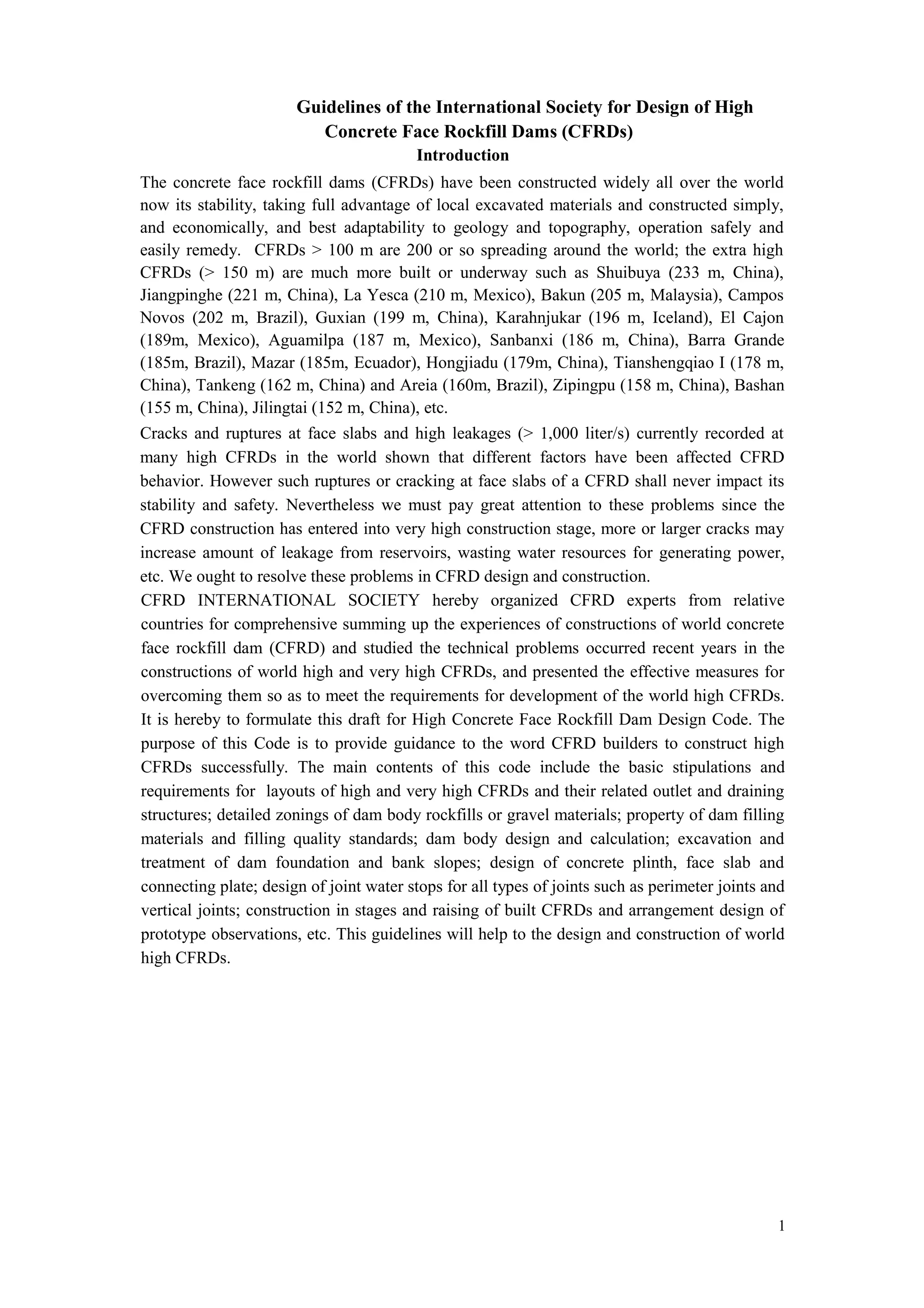 Guidelines of Intern. Society for design of high CFRDs | DOC