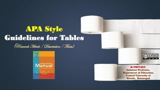 Guidelines of Tables - APA Style - 7th Edition | PDF