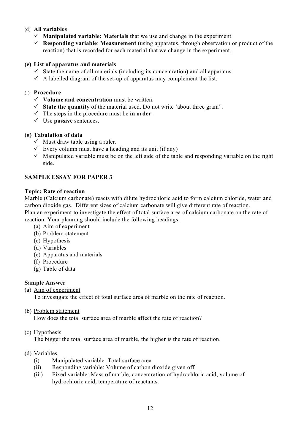 Guidelines on answering paper 2 and paper 3 questions