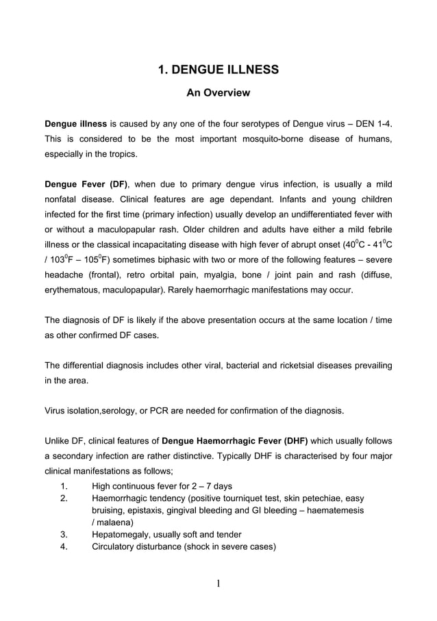 Guidelines on clinical management of Dengue Fever & Dengue Hemorrhagic ...