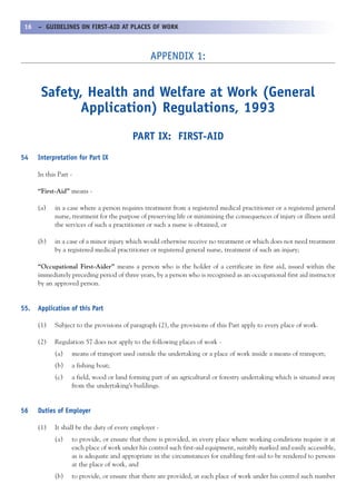Guidelines on first aid at places of work | PDF
