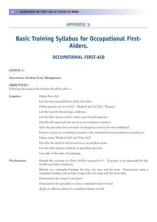 Guidelines on first aid at places of work | PDF